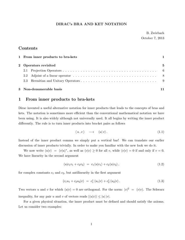 Bra and ket notations | PDF | Physics | Science