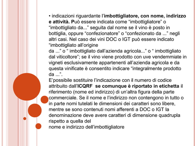 L'etichettatura del vino | PPT | Alcoholic Beverages | Food & Drink