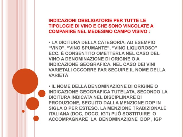 L'etichettatura del vino | PPT | Alcoholic Beverages | Food & Drink