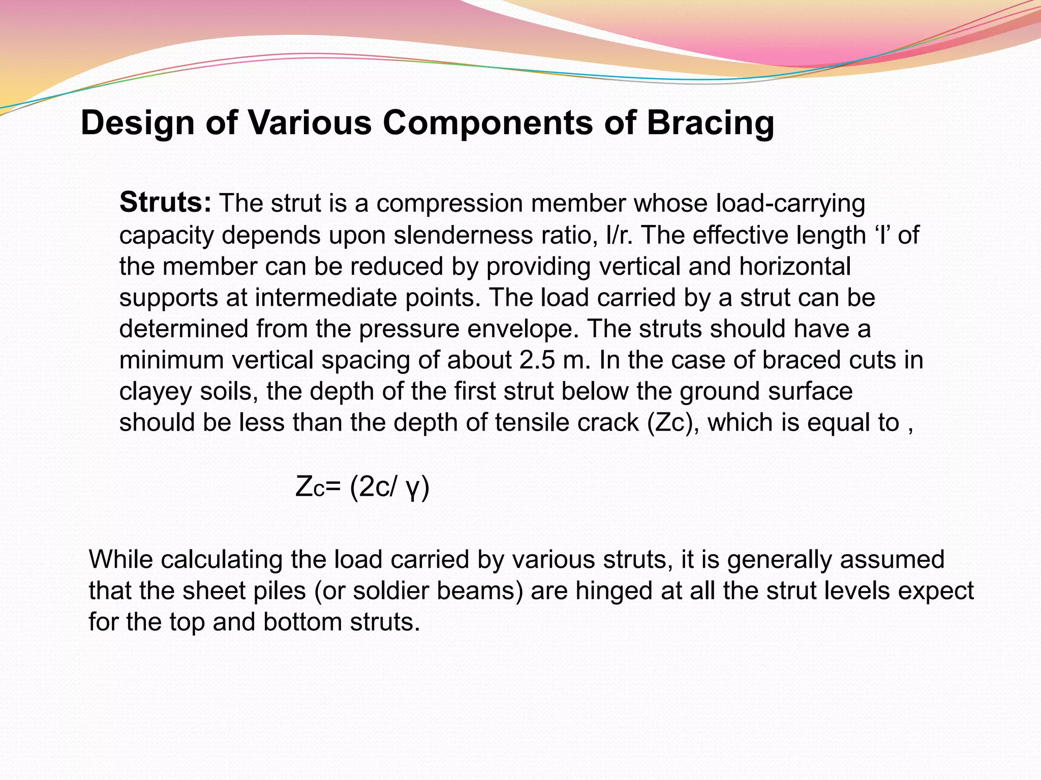 Braced cut in deep excavation | PPTX