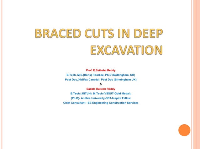 Braced cuts in deep excavation | PPTX | Geology | Science