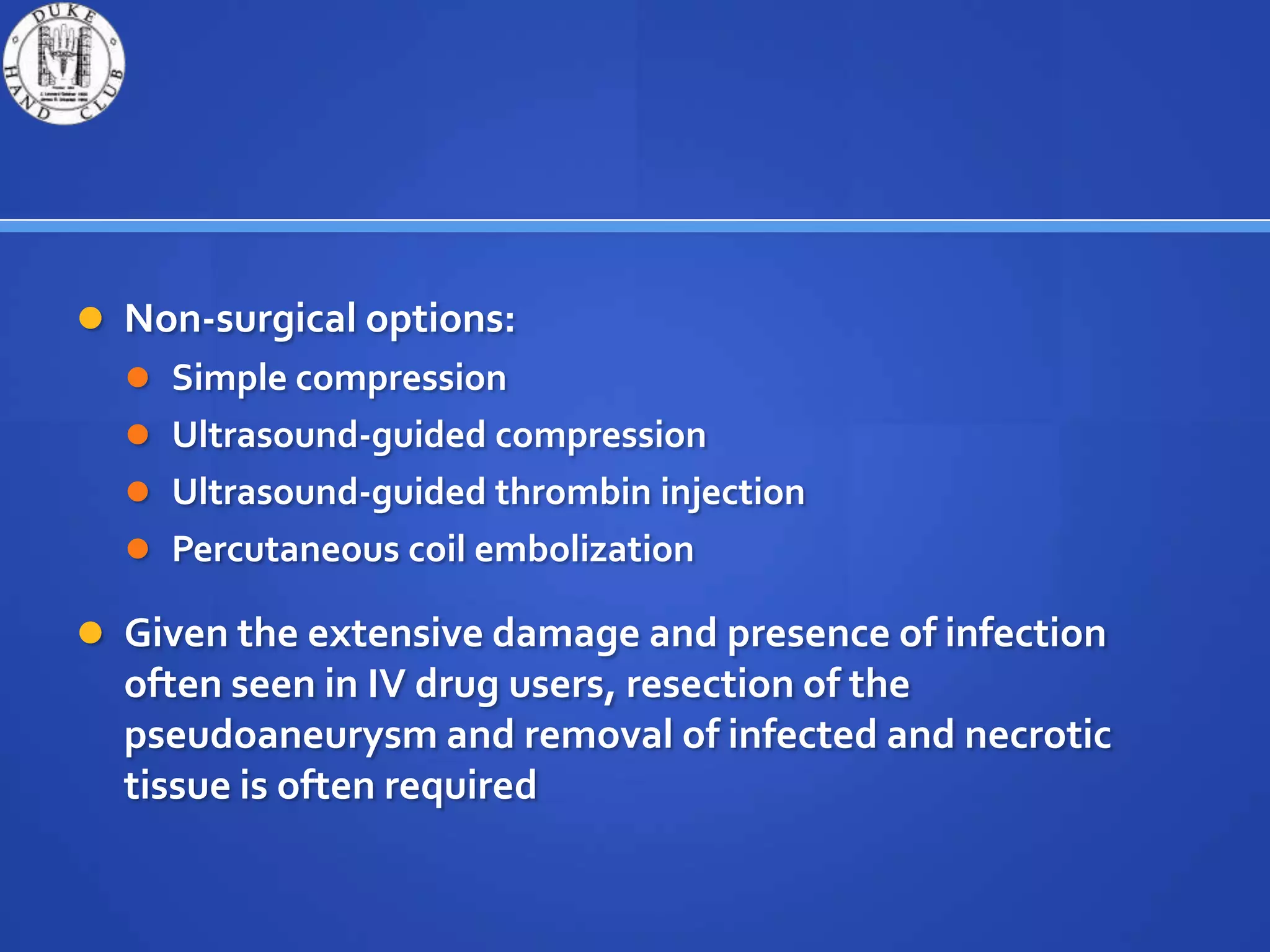 Brachial artery pseudoaneurysm rupture and repair | PPTX