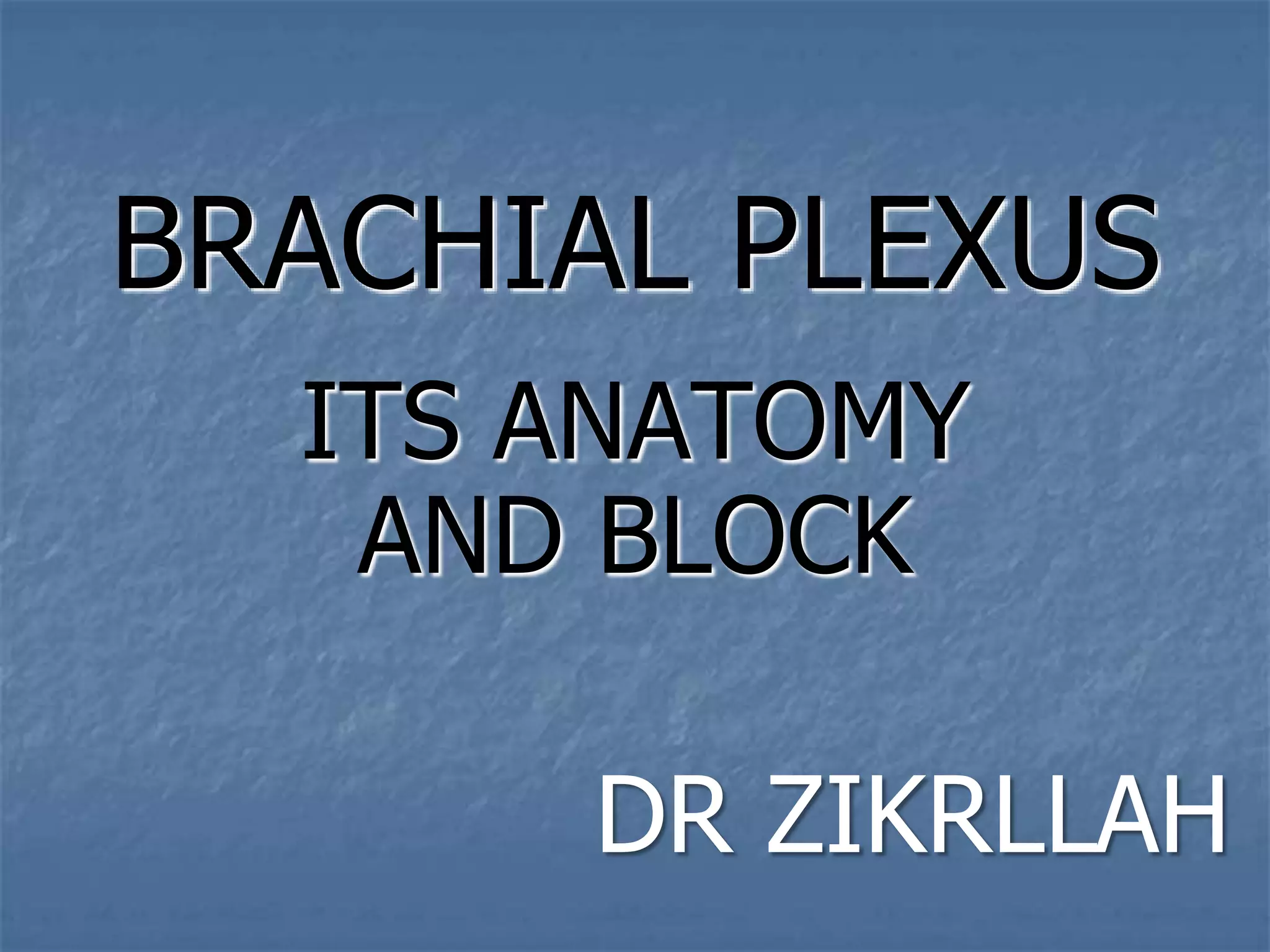 Brachial plexus anatomy and block | PPT