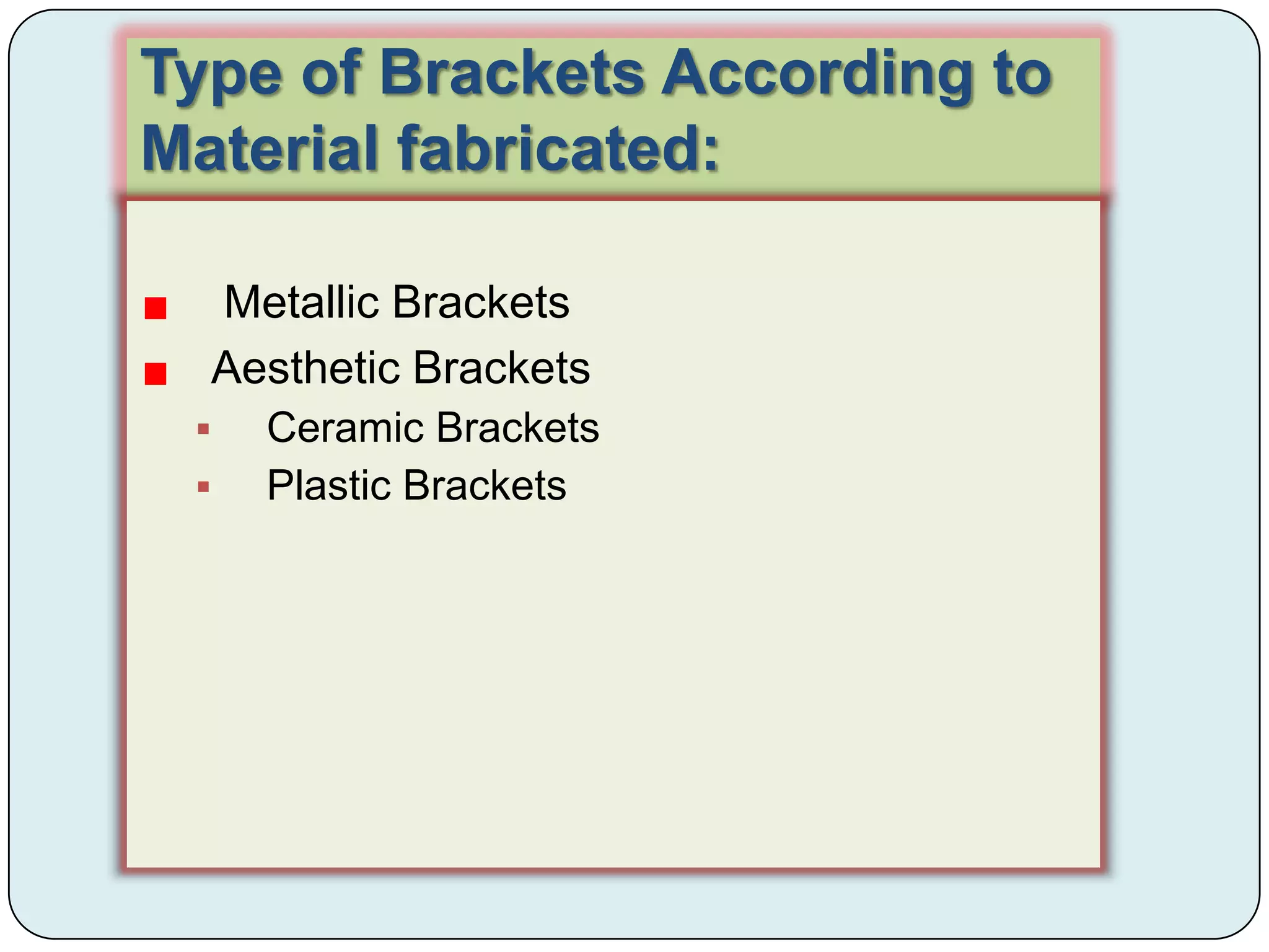 Orthodontic Bracket Materials | PPTX