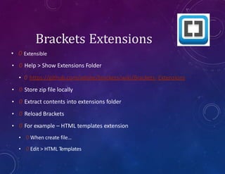 Adobe Brackets - Introduction/ walkthrough (some basic features) | PPTX