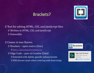 Adobe Brackets - Introduction/ walkthrough (some basic features) | PPTX