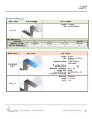 Bracket simulation static 1-1 | DOCX | Physics | Science
