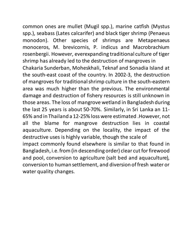 brackish water and mangrove environment in Bangladesh | DOCX | Zoos & Aquariums | Attractions