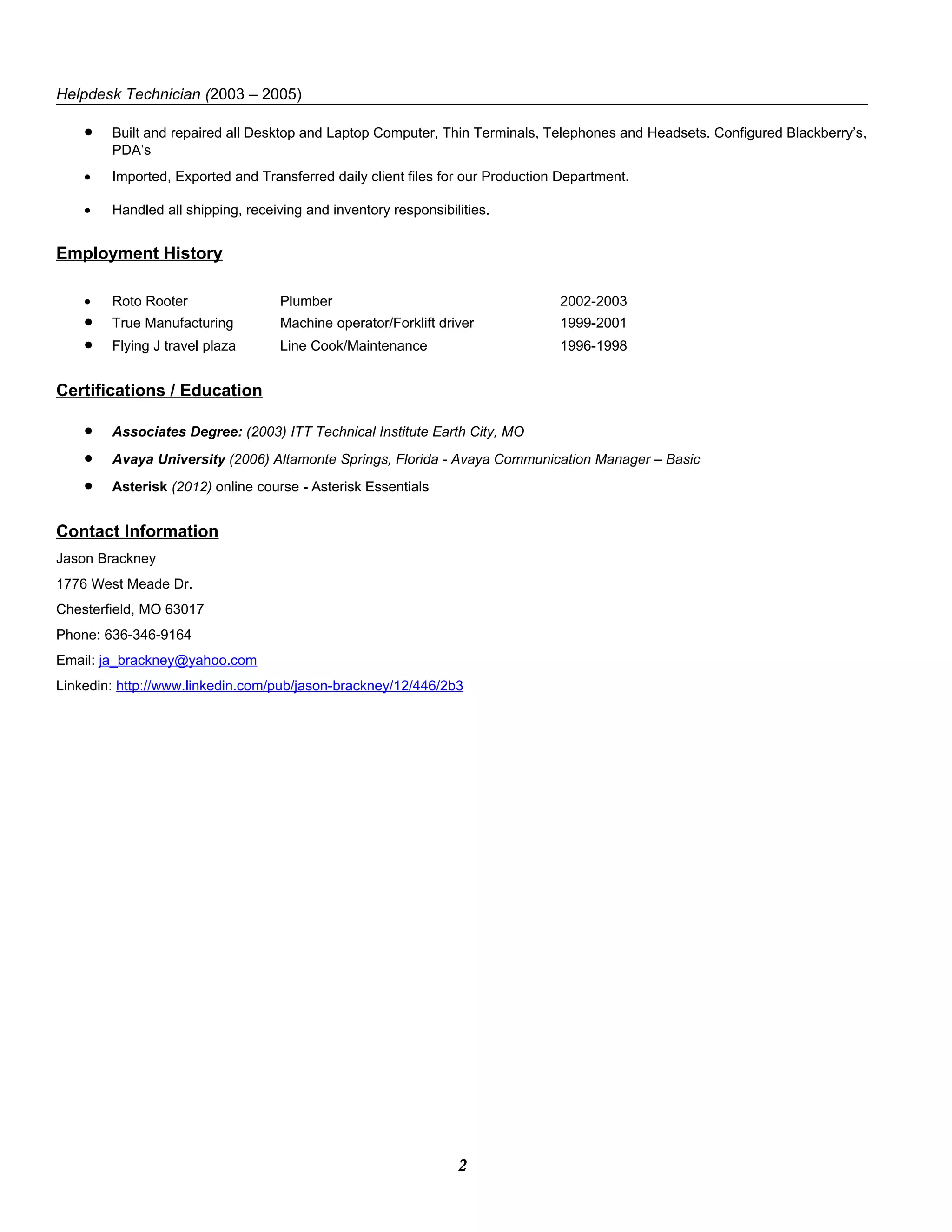 Brackney Jason Resume | DOC