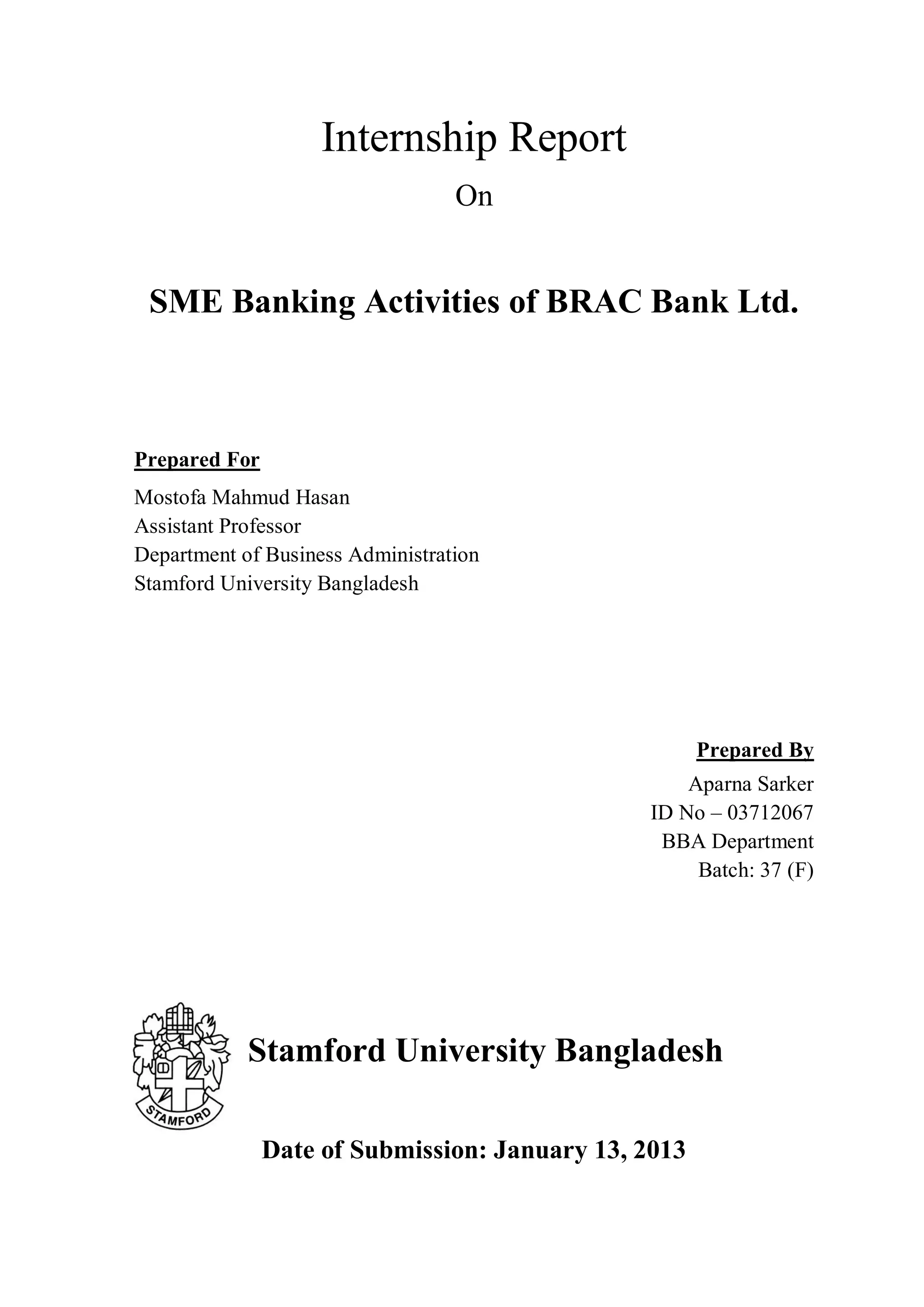 Brac sme banking activitis letter of transmittal | PDF