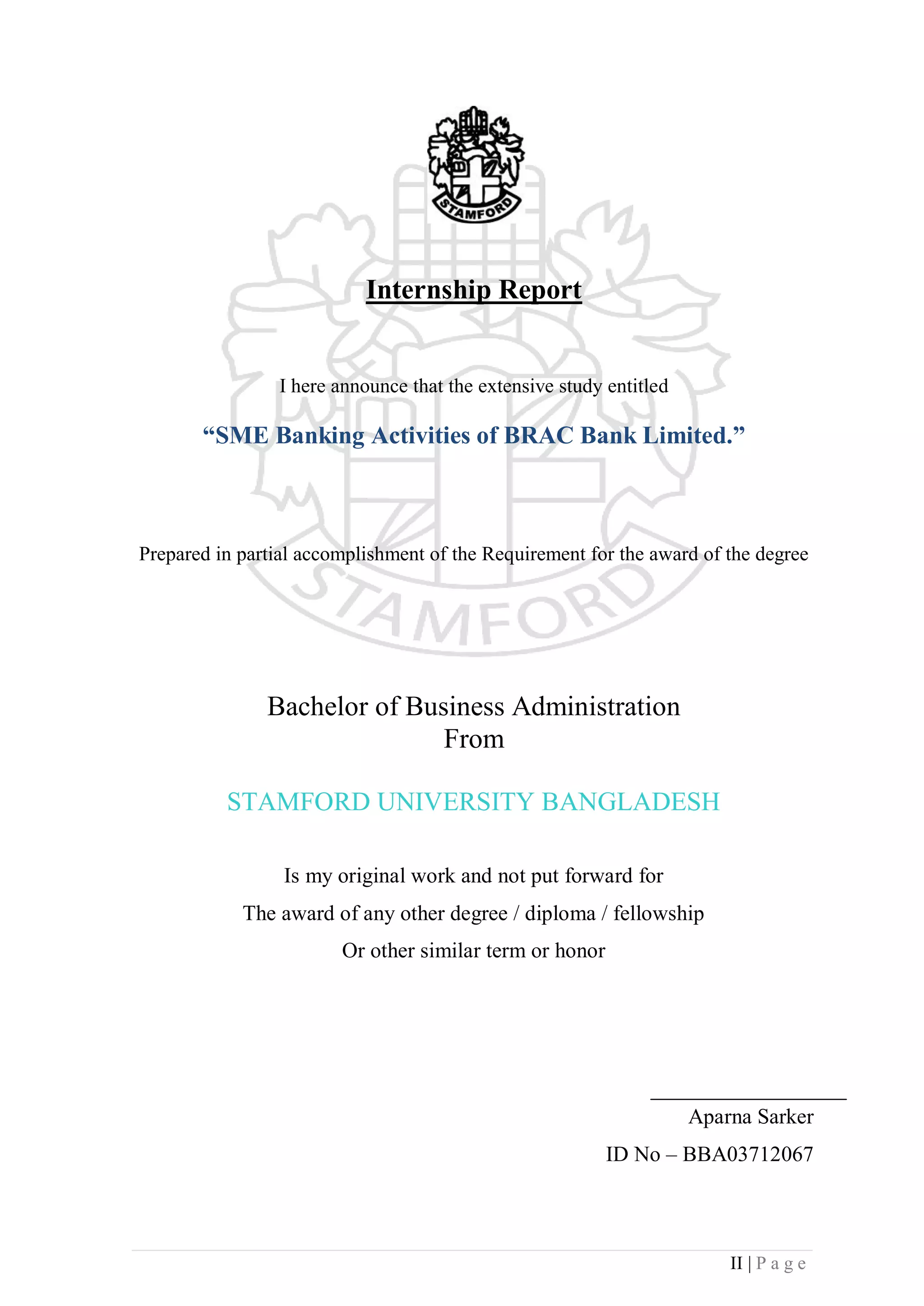 Brac sme banking activitis letter of transmittal | PDF