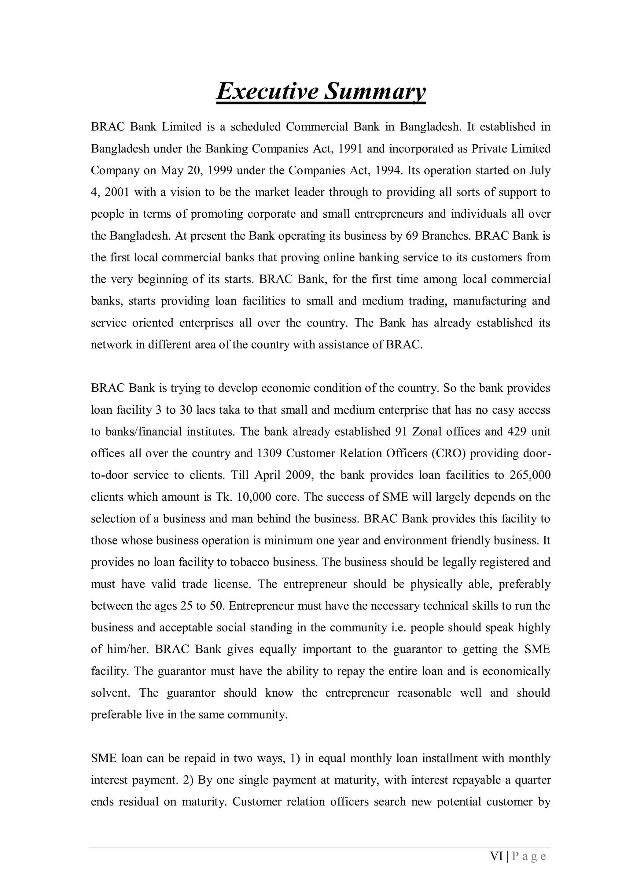 Brac sme banking activitis letter of transmittal | PDF