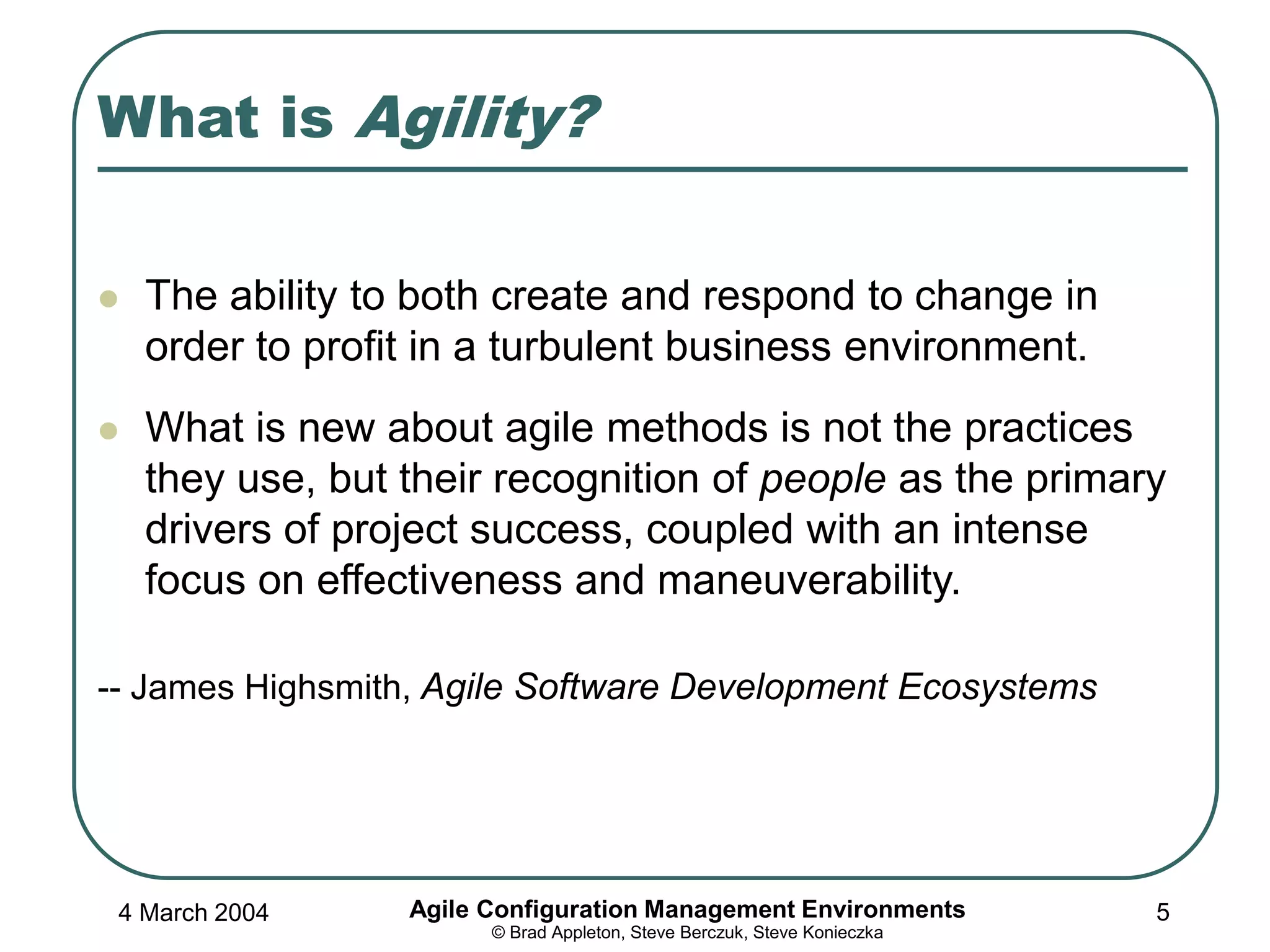 Agile Configuration Management Environments | PPT