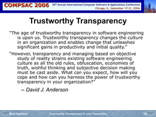 Trustworthy Transparency and Lean Traceability | PPTX