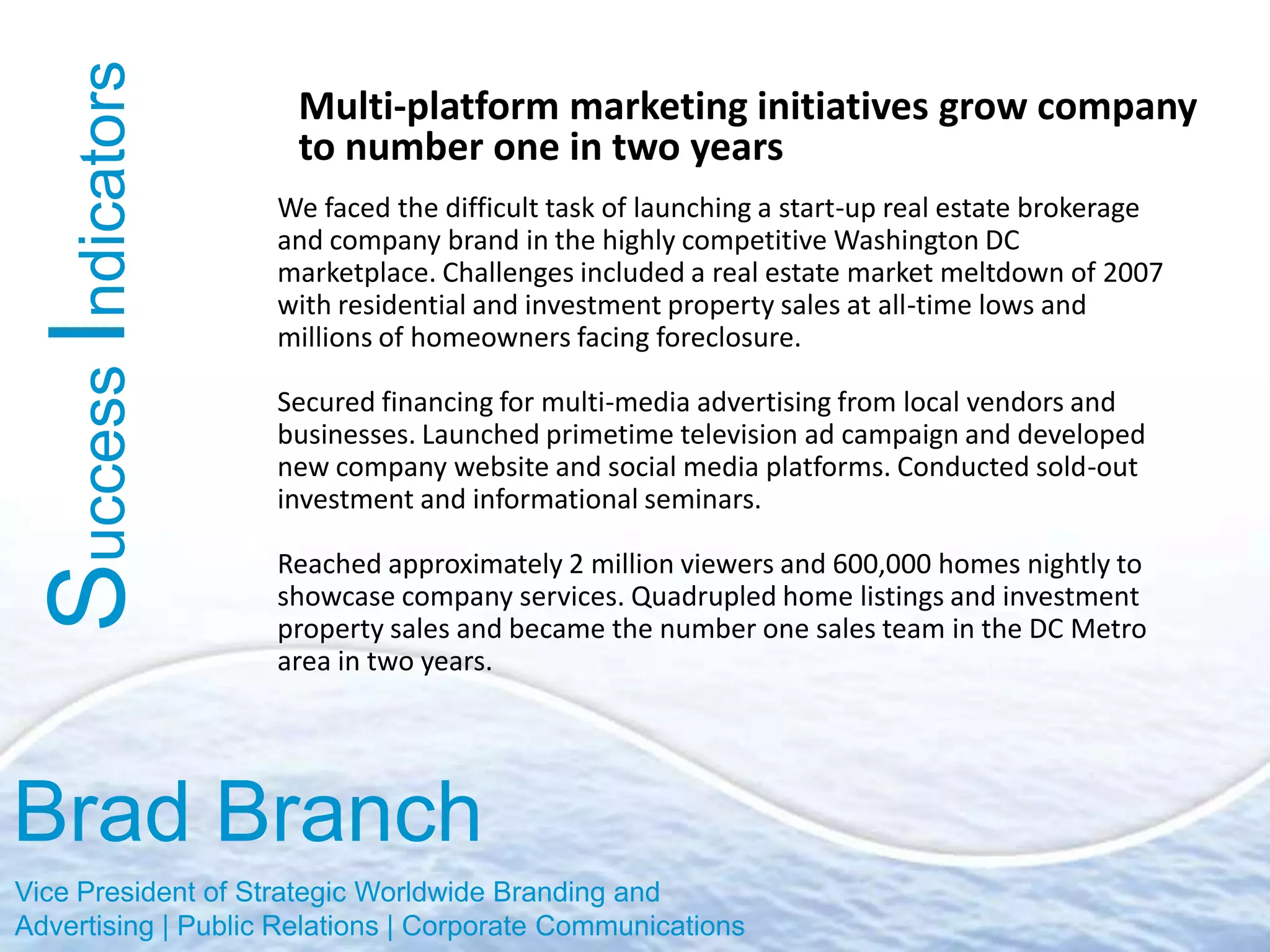 Brad Branch Success Indicators | PPTX