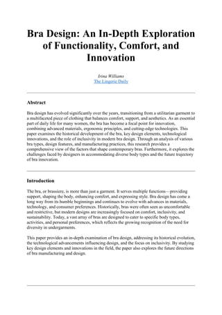 Bra Design: An In-Depth Exploration of Functionality, Comfort, and ...