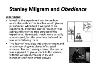 Bradford 213 lecture 3 four famous social psychology experiments | PPTX