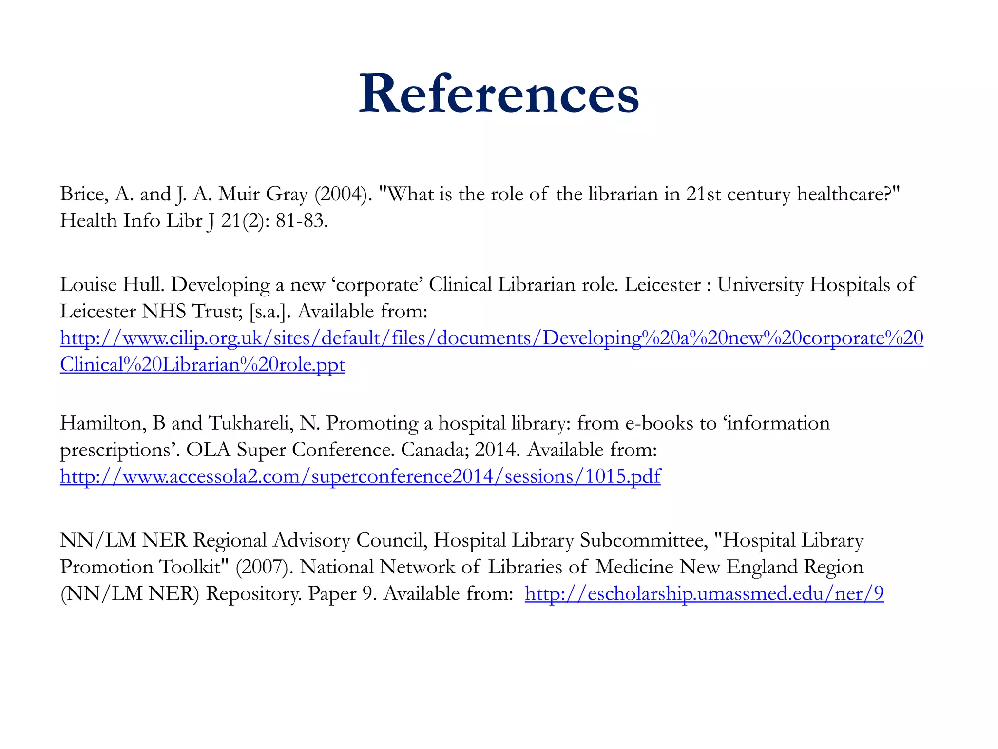 Roles of the NHS librarian | PPTX