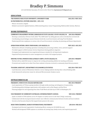 Bradley Simmons Resume 2016 | PDF