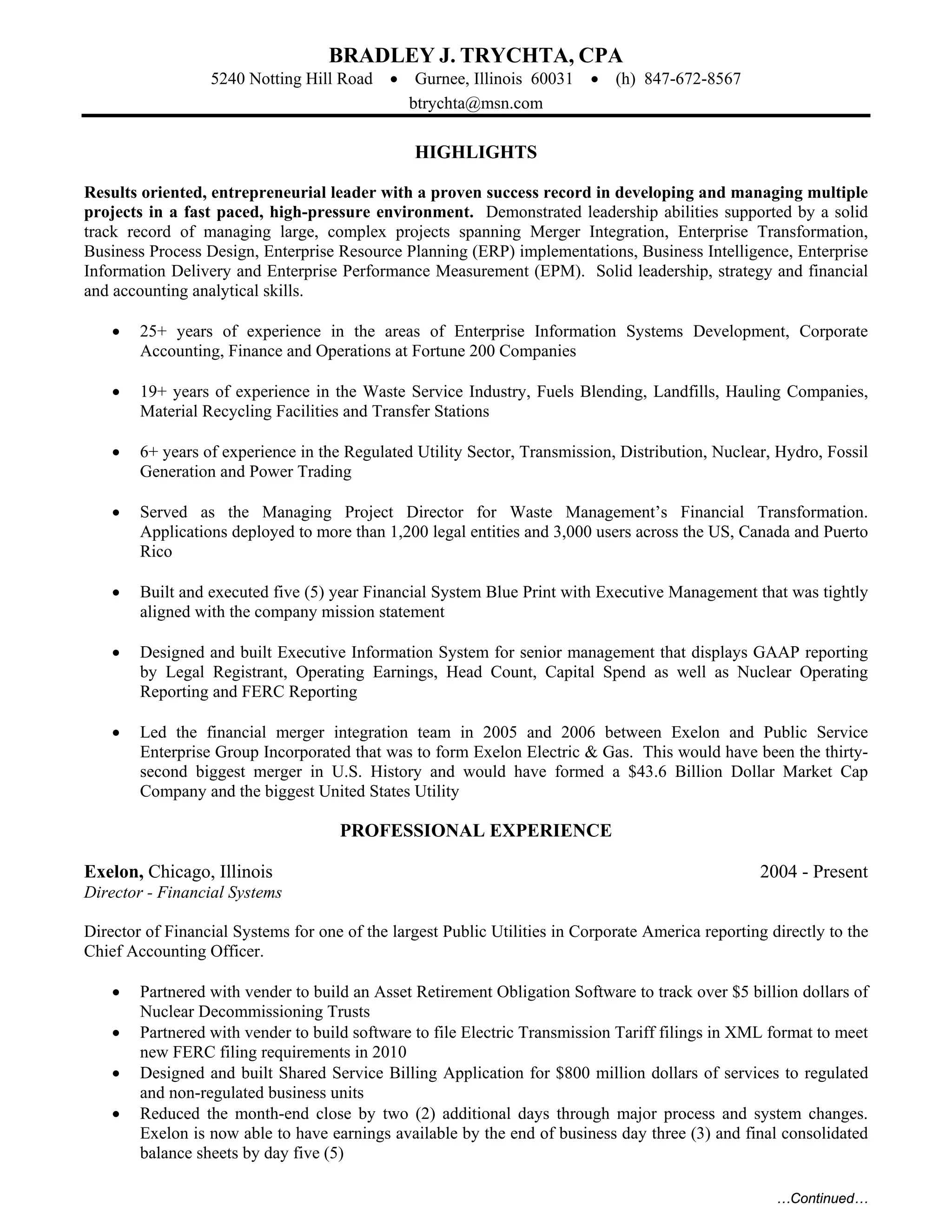 Bradley Trychta Resume 2010 October | PDF