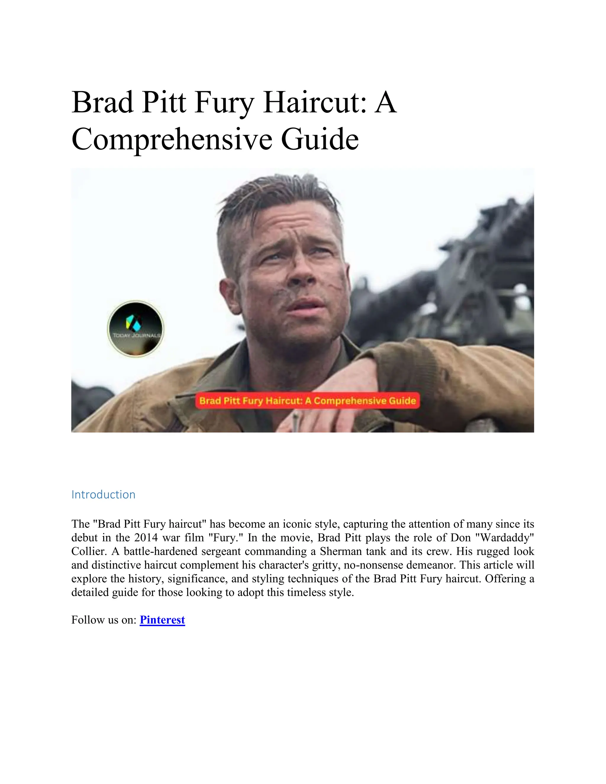 Brad Pitt Fury Haircut: A Comprehensive Guide | DOCX