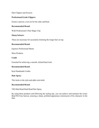 Brad Pitt Fury Haircut: A Comprehensive Guide | DOCX