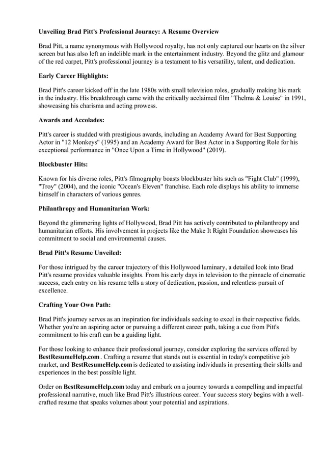 Brad Pitt Resume | PDF