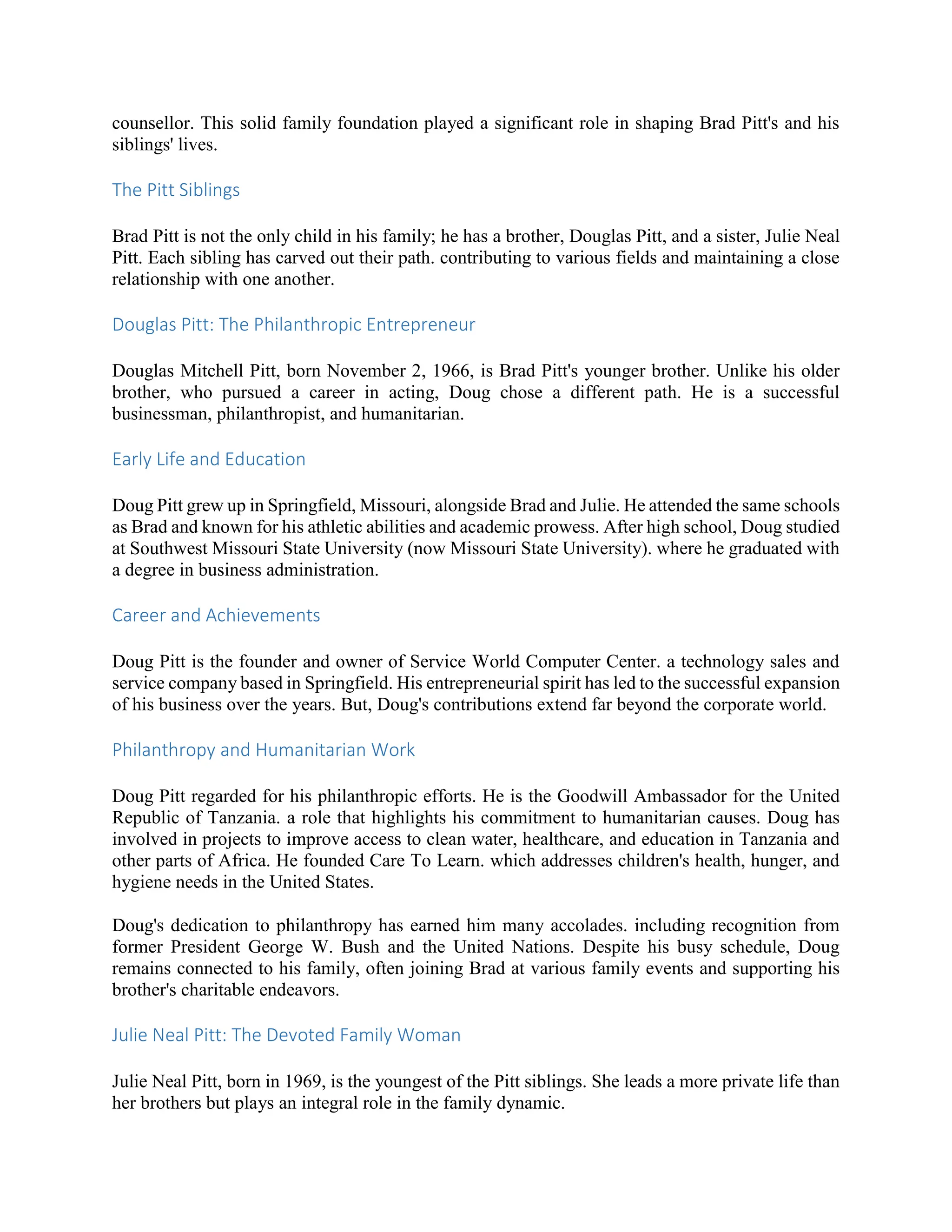 Brad Pitt Siblings: A Comprehensive Look at the Family Dynamics | DOCX