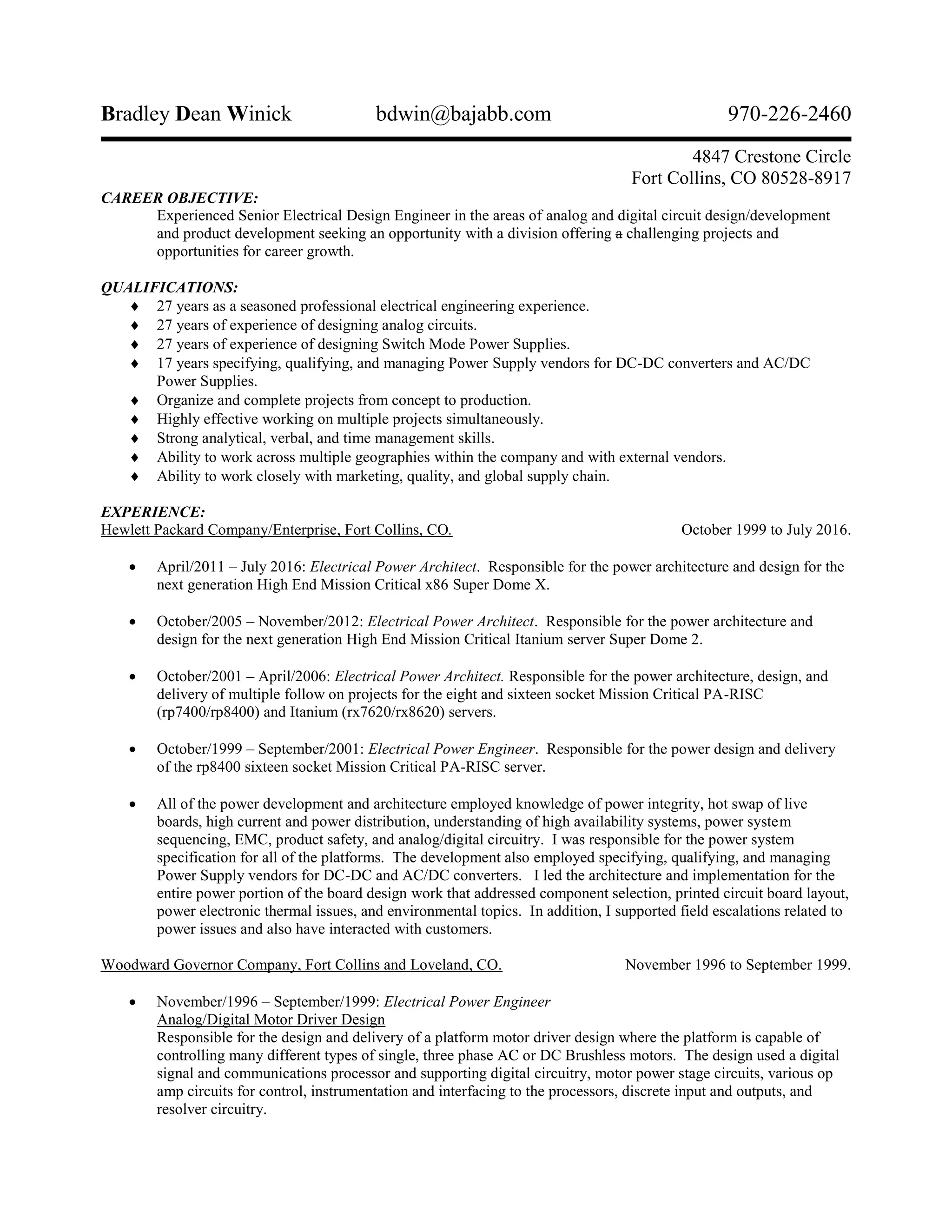 Brad Winick resume 8 2-16 | PDF