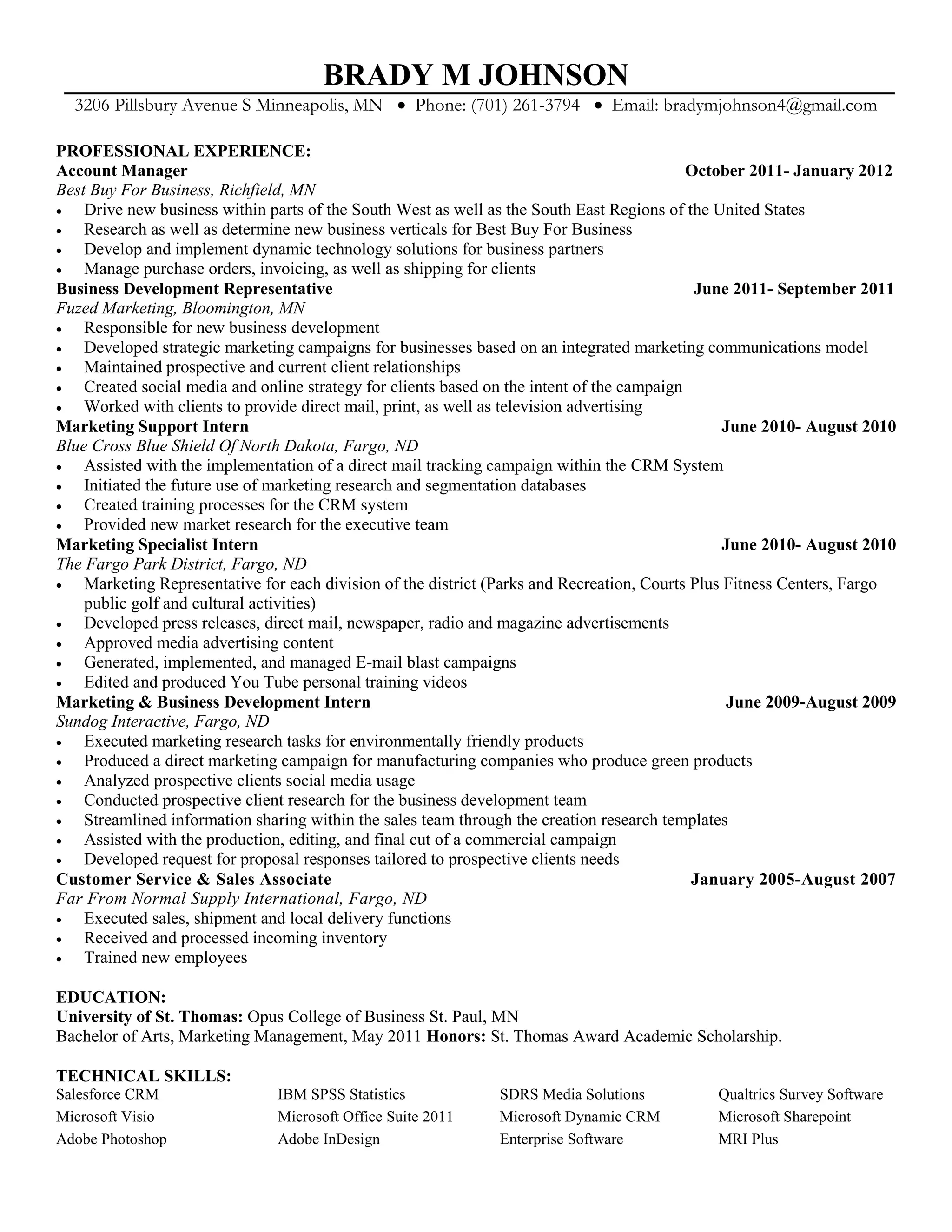 Brady m johnson resume | PDF