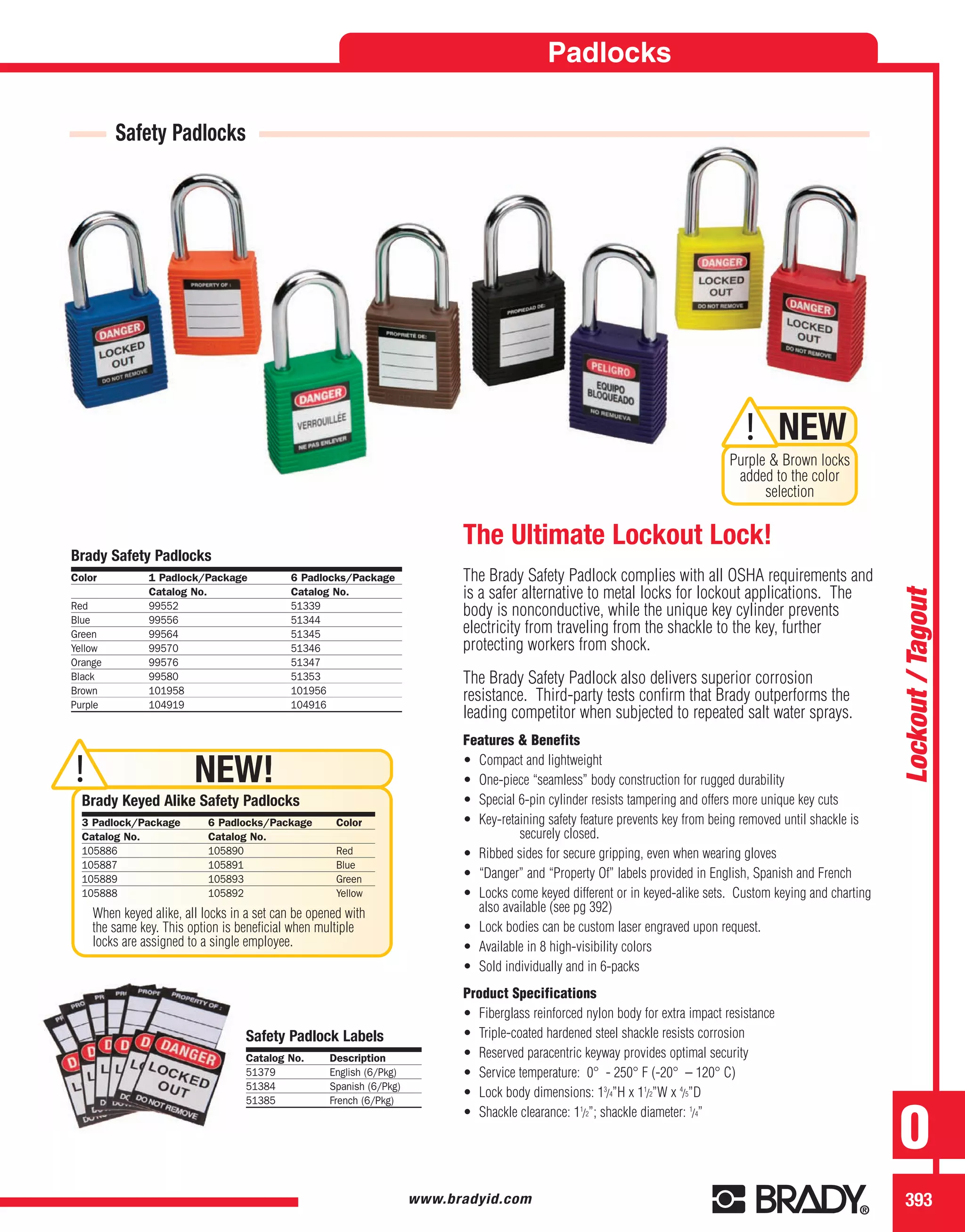 Brady Safety Padlocks from Project Sales Corp | PDF