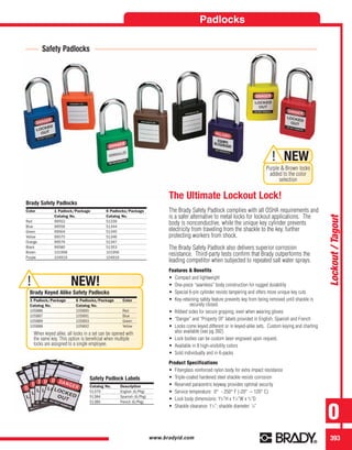 Brady Safety Padlocks from Project Sales Corp | PDF