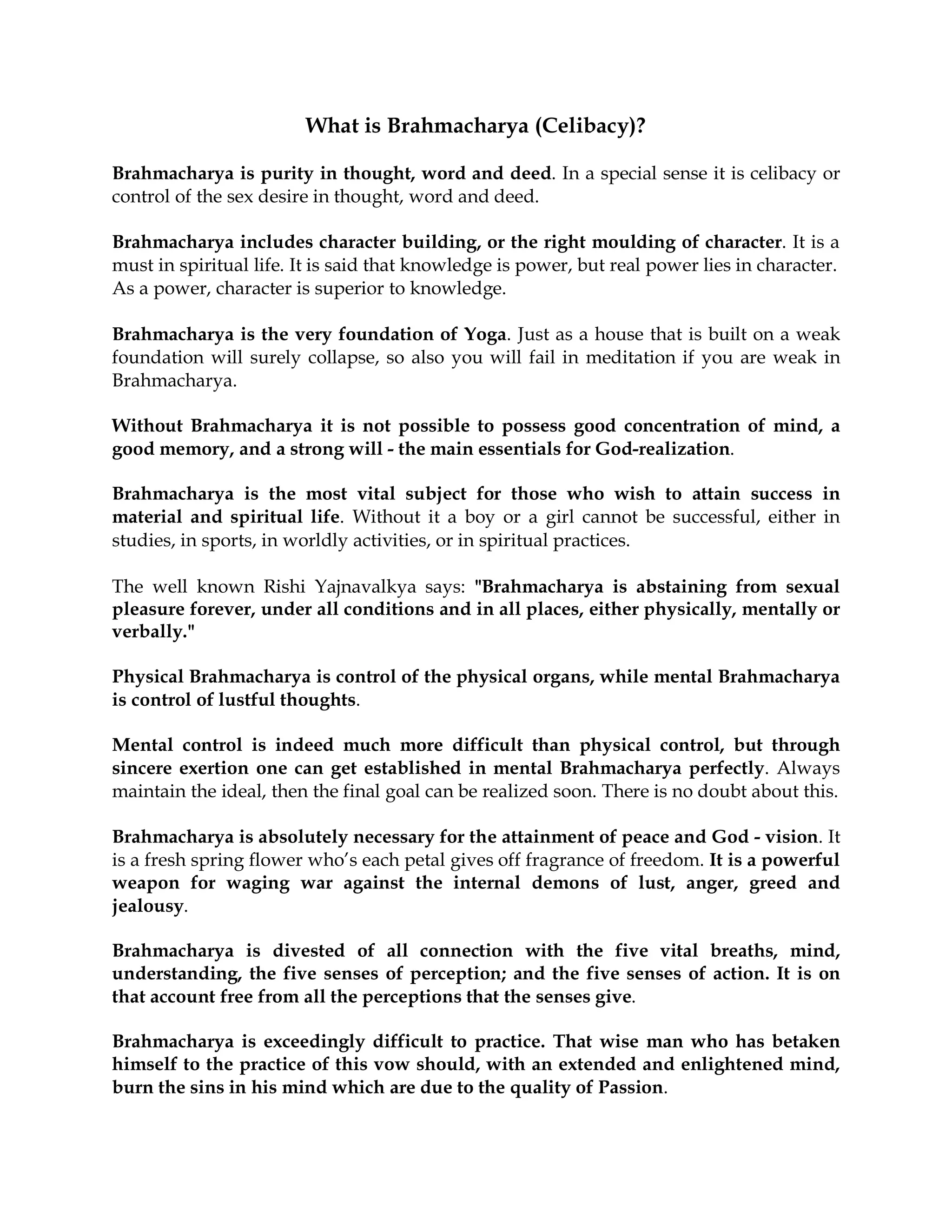 Brahmacharya - Celibacy R1 | PDF