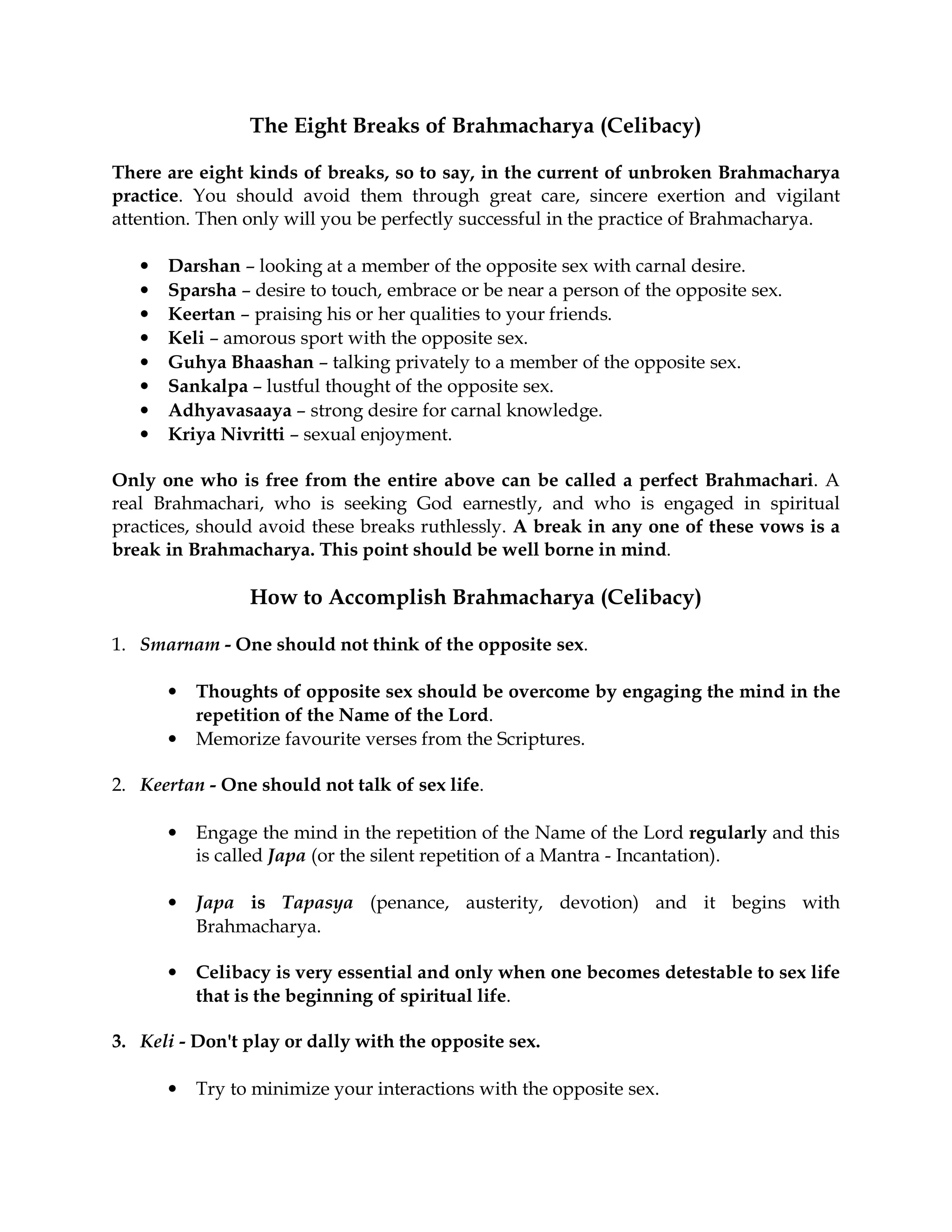 Brahmacharya - Celibacy R1 | PDF