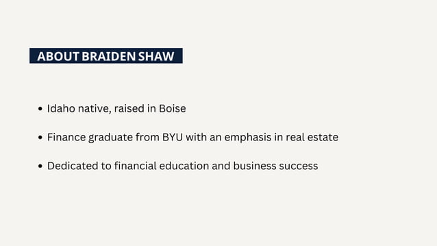 Braiden Shaw: Innovator and Entrepreneur | PDF | Business | Business ...