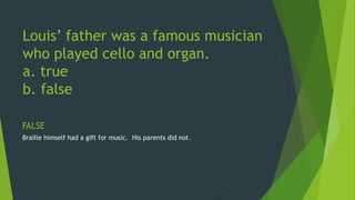 Braille reading comprehension questions | PPTX