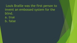 Braille reading comprehension questions | PPTX