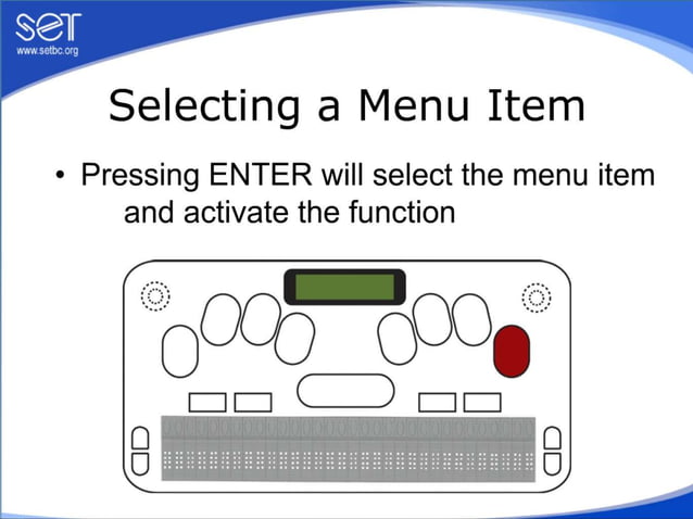 Braille sense module 6 understanding the menu set bc | PPT