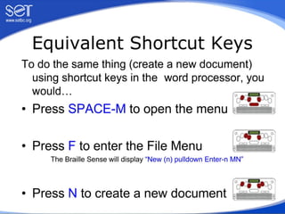 Braille sense module 6 understanding the menu set bc | PPT