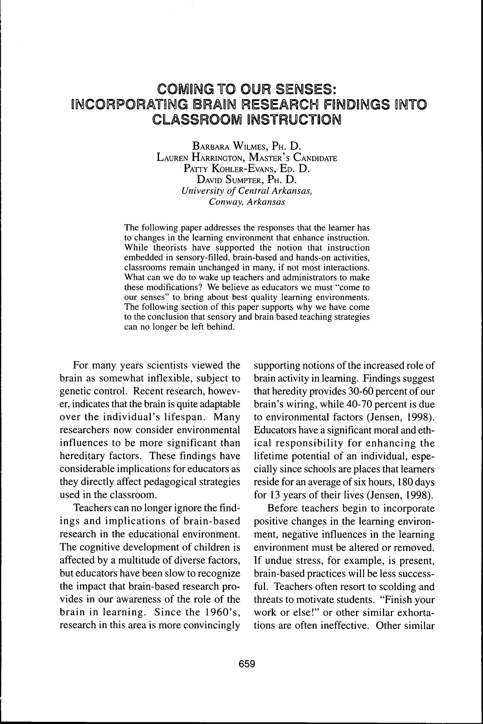 Brain Based Teching Strategies | PDF