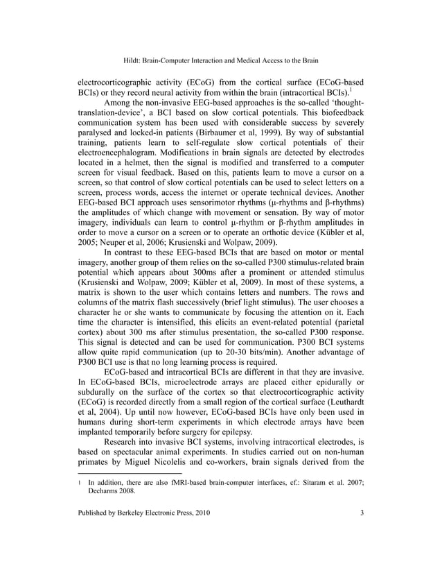 Brain computer interaction and medical access to the brain | PDF | Brain and Nervous System ...