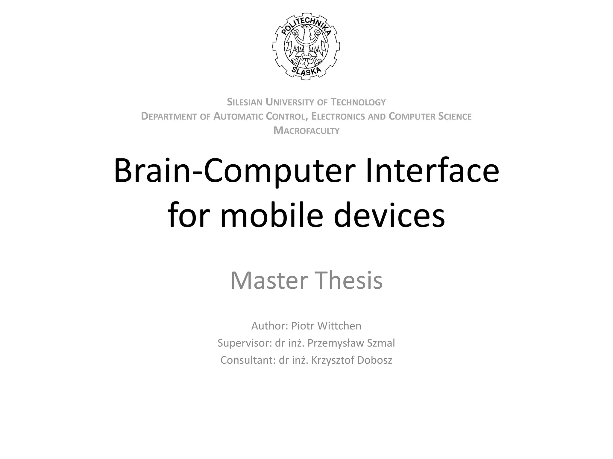 Brain-Computer interface for mobile devices - Master Thesis presentation | PDF