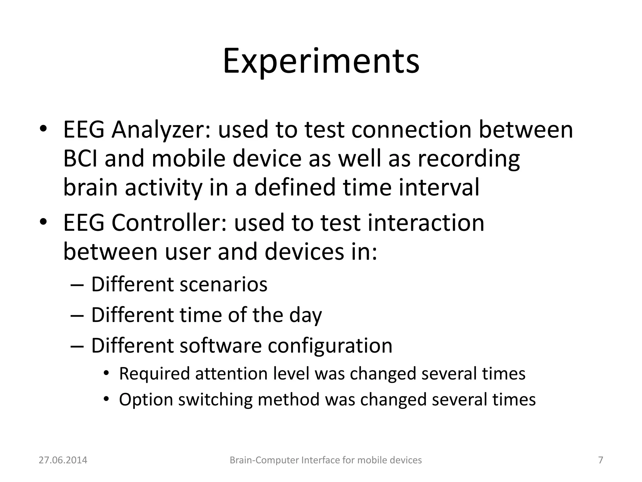 Brain-Computer interface for mobile devices - Master Thesis presentation | PDF