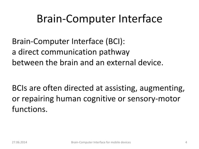 Brain-Computer interface for mobile devices - Master Thesis presentation | PDF