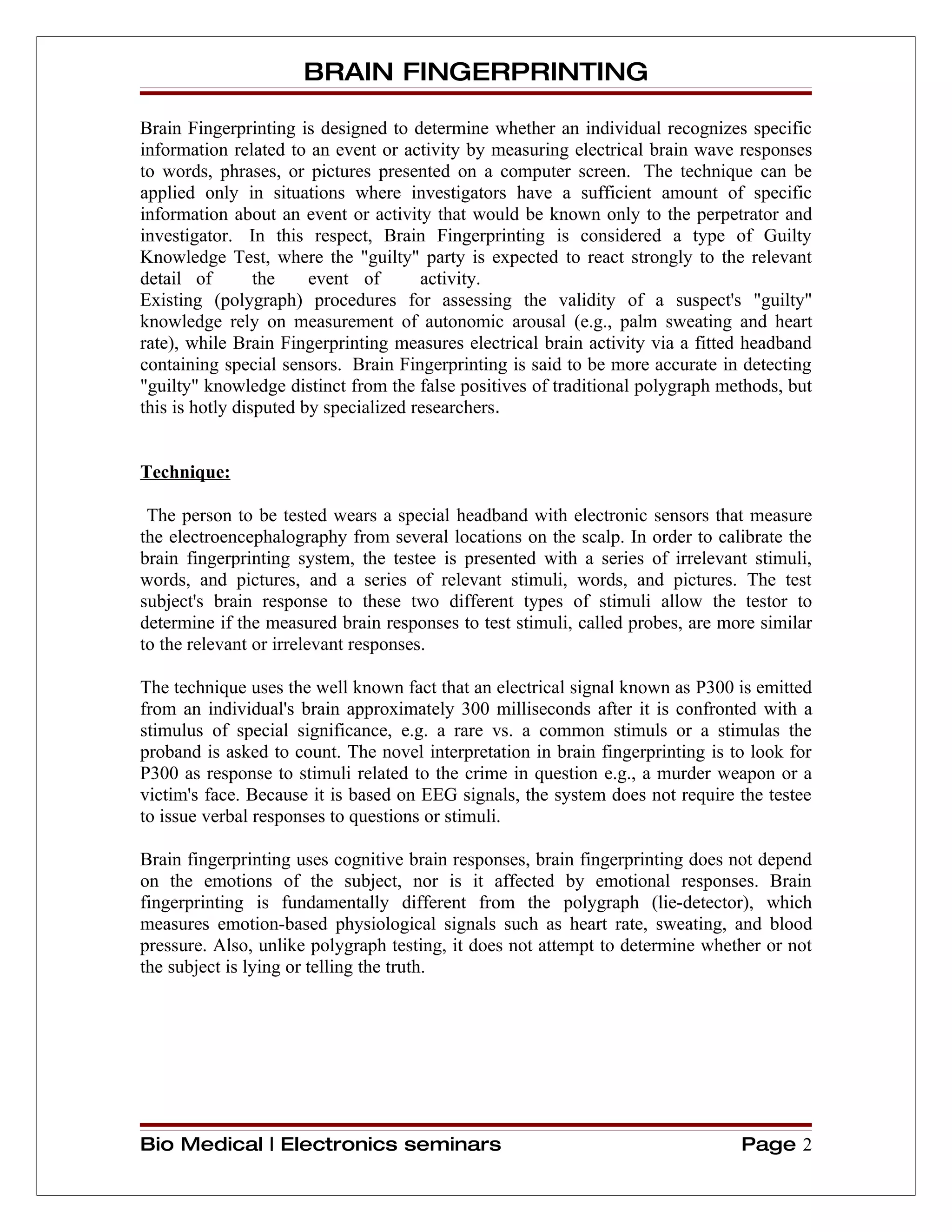 Brain fingerprinting | DOC