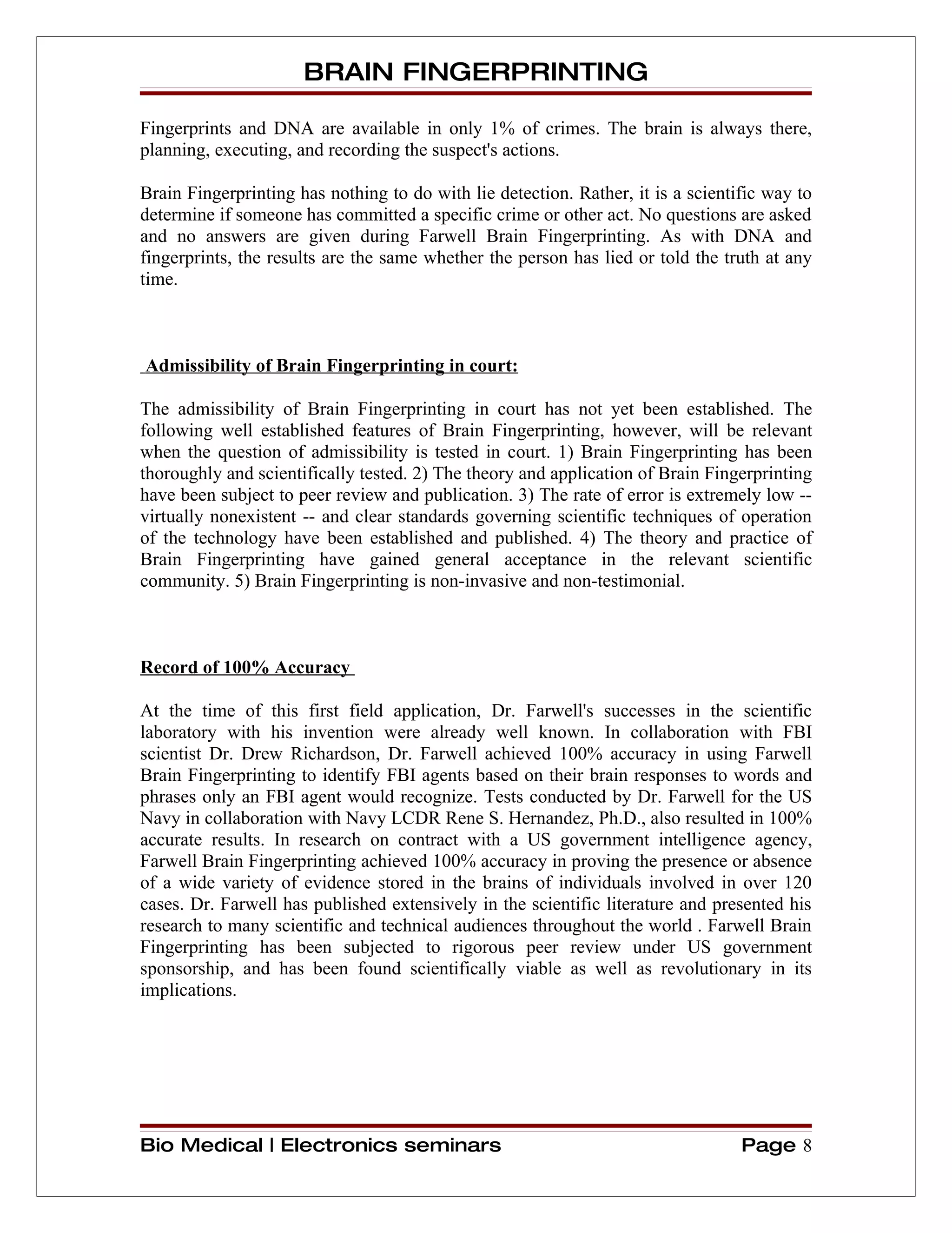 Brain fingerprinting | DOC