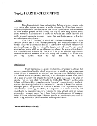 Brain fingerprinting detail report | PDF