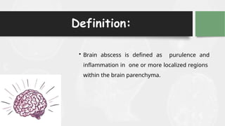 brain abscess, signs and symptoms, diagnostic tests, c/f. | PPT