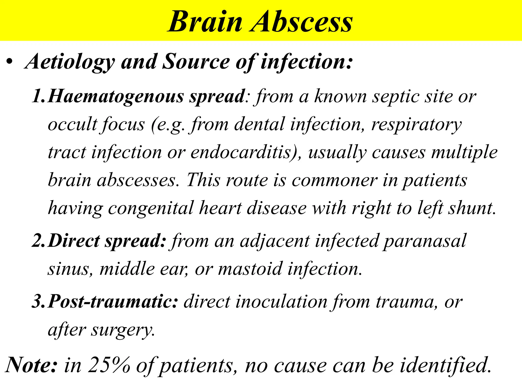 Brain Abscess it's causes and treatment and sign symptoms | PDF