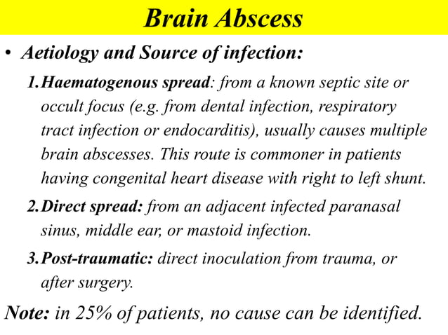 Brain Abscess it's causes and treatment and sign symptoms | PDF